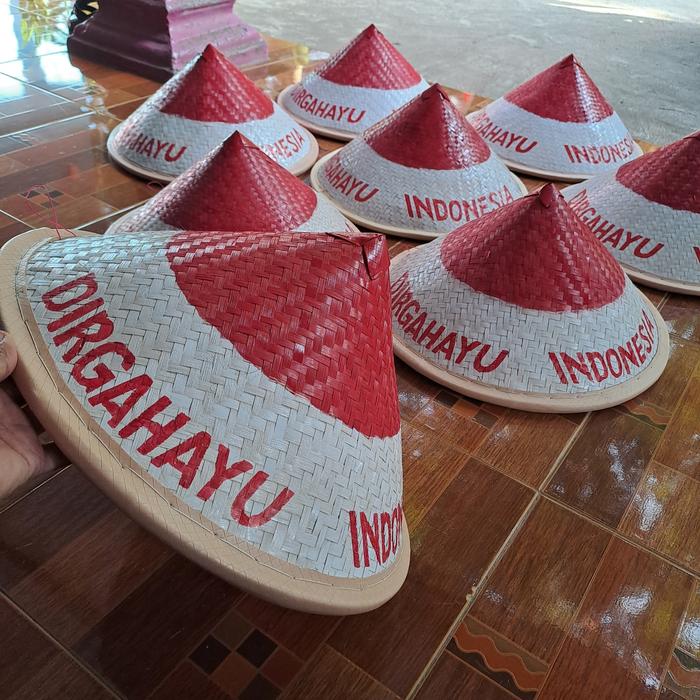 Jual Caping Topi Petani dicat Warna MERAH PUTIH untuk HUT RI, DIRGAHAYU ...