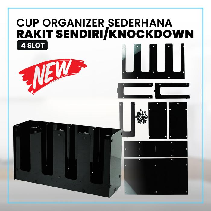 Promo Rak Cup Holder / Rak Paper Cup Akrilik Sederhana 4 Slot - Rangkai ...