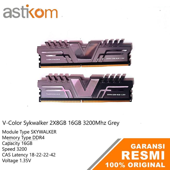 Jual RAM PC V-Color Skywalker DDR4 2X8GB 16GB 3200Mhz Grey - Kota ...