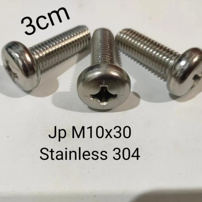 Jual baut JP stainless M10X30 pitch 1.50 stainless sus 304 - Kab ...