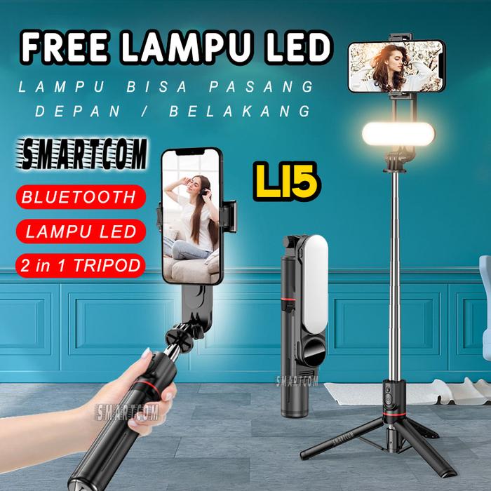 Promo Smartcom Tripod Tongsis Bluetooth L15 Shutter Stabilizer Lampu ...