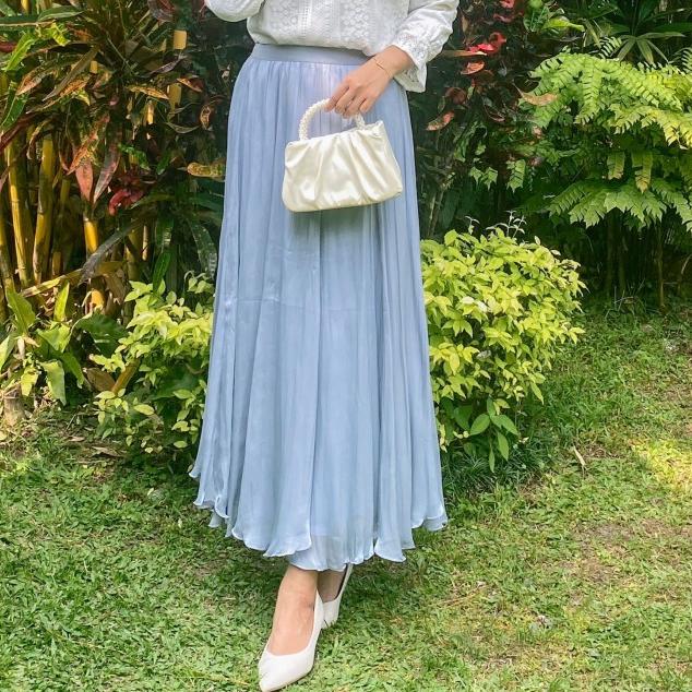 Jual Rubi Skirt | Rok Casual Lebar Shimmer Premium | Rok Wanita ...