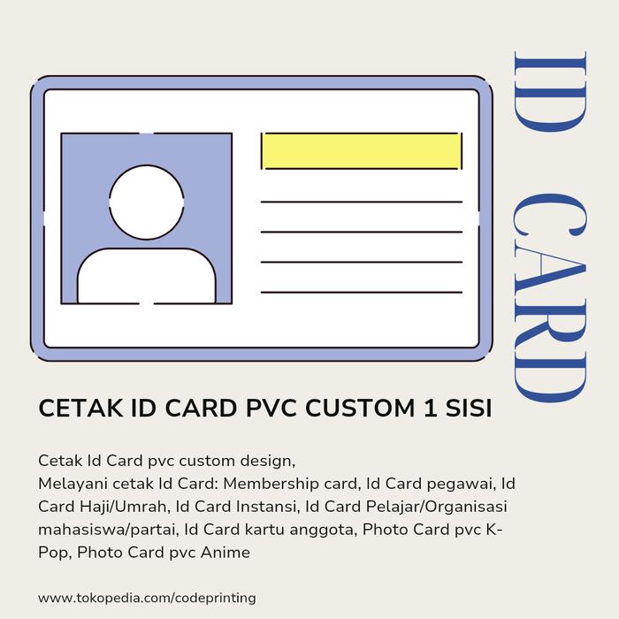 Jual Cetak Id Card PVC custom design 1 Sisi / cetak kartu id card ...