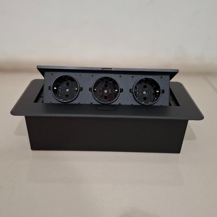 Promo Stop Kontak Tanam / Power Socket Full Metal 3 Lubang Push Pop Up ...