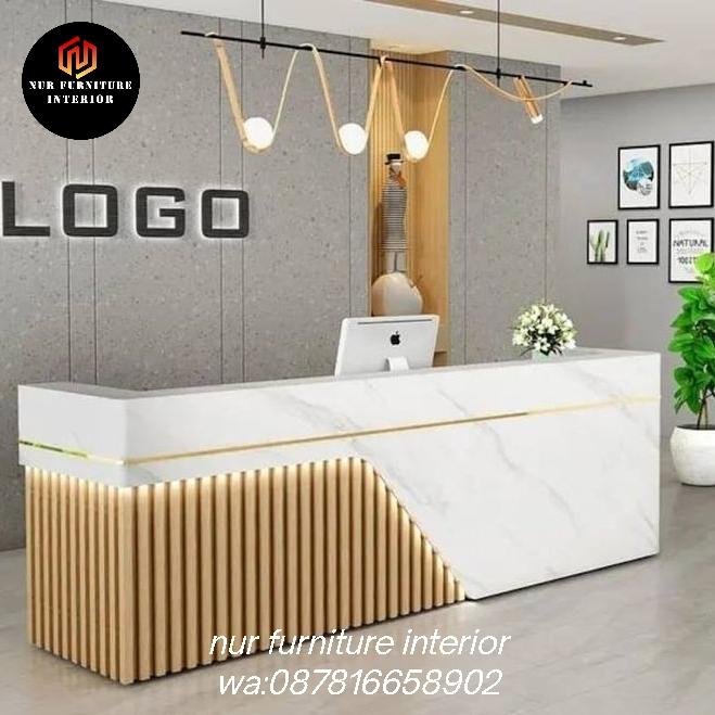 Jual meja resepsionis minimalis custom HPL elegan/kantor kerja ...