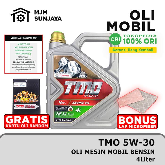 Jual Oli Mesin TMO SAE 5W-30 4 Liter Bensin TOYOTA SCAN BARCODE 4Liter Galon Hijau 5W30 API SN ...
