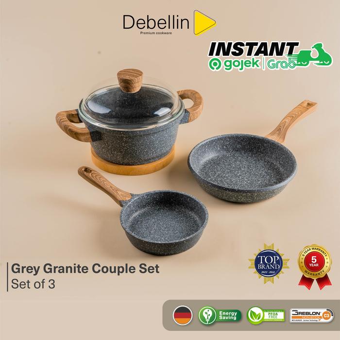 Promo Debellin Premium Cookware - Grey Granite Couple Set of 3 Granite Package Cicil 0% 3x ...