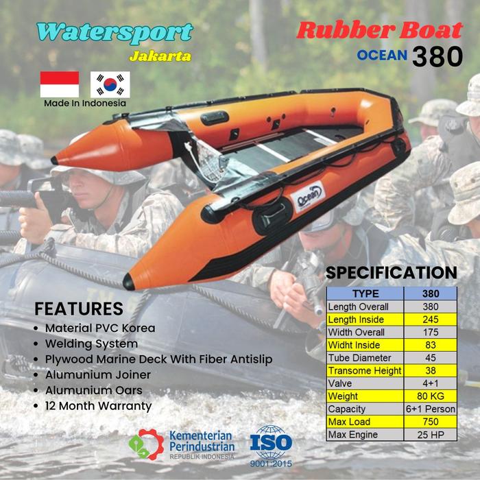 Jual Perahu Karet Rescue OCEAN 380 PVC 6 Orang Standar BPBD BASARNAS ...
