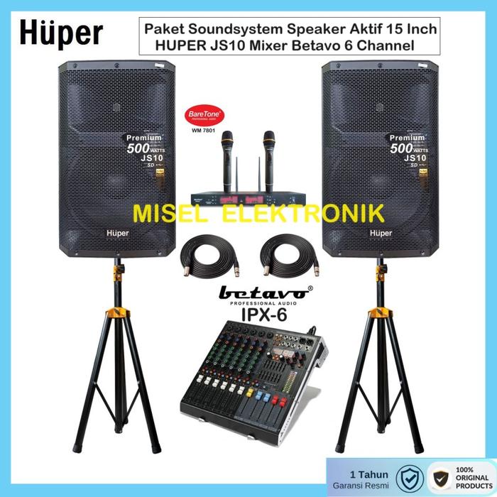 Jual Paket Sound System Speaker 15 Inch Huper JS10 Mixer Audio 6 ...