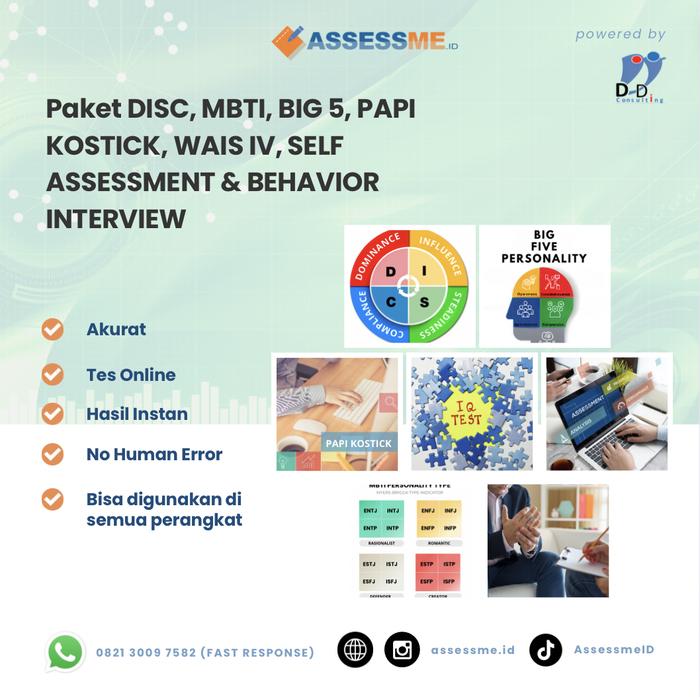 Jual Paket Tes Psikologi Lengkap Level Staff: DISC, MBTI, BIG 5, PAPI ...