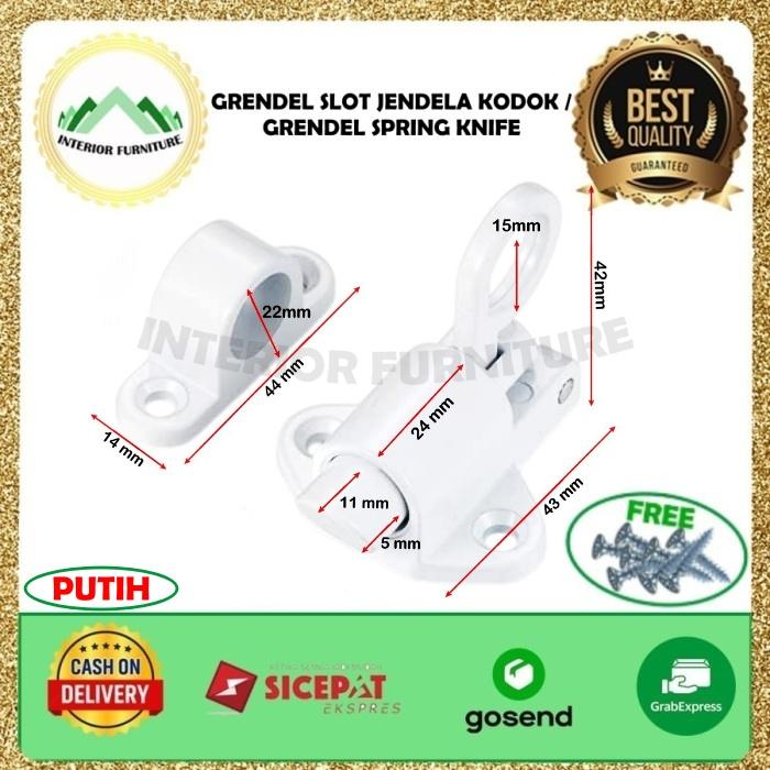 Jual Grendel Spring Knife Knip Bulat Kunci Jendela Aluminium Grendel ...