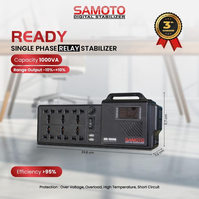 Jual SAMOTO RELAY STABILIZER 1000VA AVR STABILIZER RELAY CONTROLLED ...