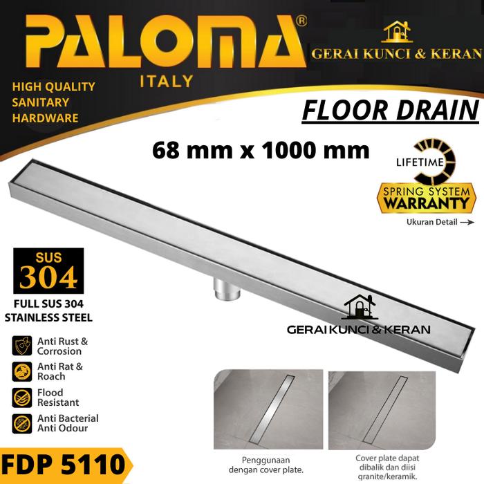 Jual PALOMA Floor Drain Linear Panjang Saringan Got Kamar Mandi Long ...