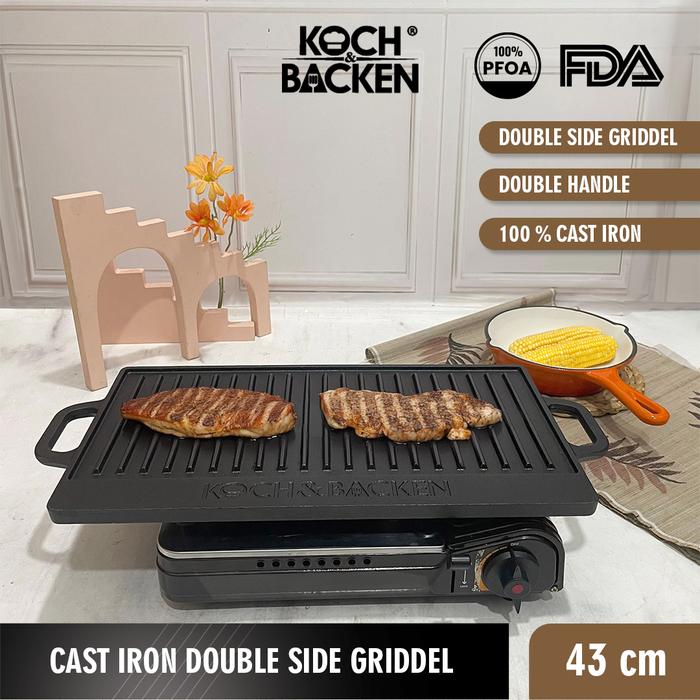 Promo KOCH&BACKEN Cast Iron Double Side BBQ Griddel 50cm-Panggang Grill ...