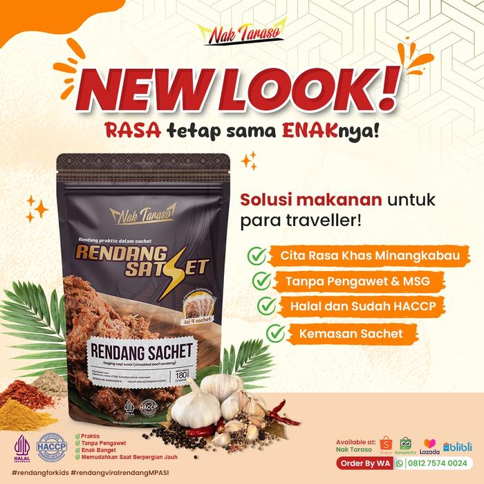 Jual Rendang Eazy daging Nak Taraso praktis sachet higienis kualitas ...