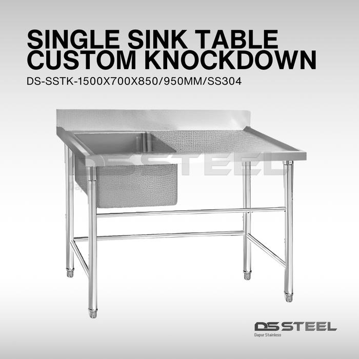 Jual DS STEEL Single Sink Table Stainless Knockdown Ukuran 1500x700x850 ...