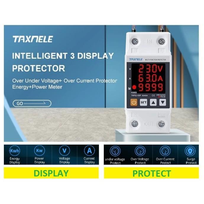 Jual AC PROTECTOR 230V 63A Over Under VOLTAGE Over CURRENT 3-IN-1 ...