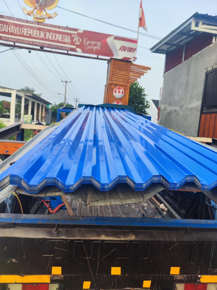 Jual Spandek polos warna biru gelombang 9 / lebar 75cm - Kab. Bekasi ...