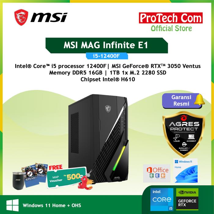 Promo MSI MAG Infinite E1 i5-12400F RTX 3050 16GB 1TB W11 OHS Cicil 0% ...
