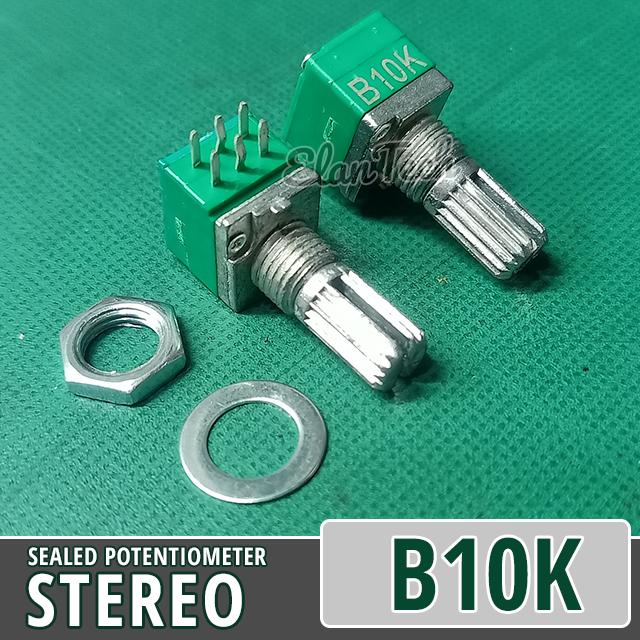 Jual Potensiometer B10k STEREO BIASA 6P 10k Sealed Potentiometer RK097 Potensio Hijau Kotak 9mm ...