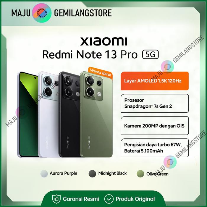 Jual Xiaomi Redmi Note 13 PRO 5G ram 8/256 (Ram 8GB + 256GB) Garansi resmi 1 tahun Note13pro 5g ...
