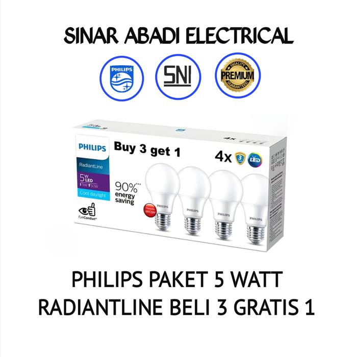 Jual Paket Lampu LED Philips 5W 7W 9W 11W RadiantLine Beli 3 Gratis 1 ...