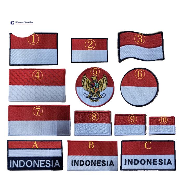 Jual Bordir Patch Emblem Logo Bendera Indonesia Aneka Macam Bentuk dan ...