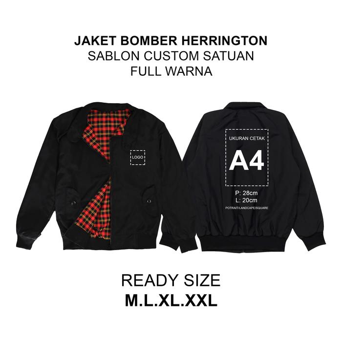 Jual Jaket Bomber Harrington sablon custom satuan - Logo dan A4, XL ...