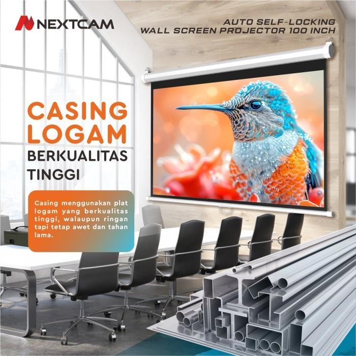 Promo Nextcam layar gantung proyektor 100" screen projector 100inchi ...