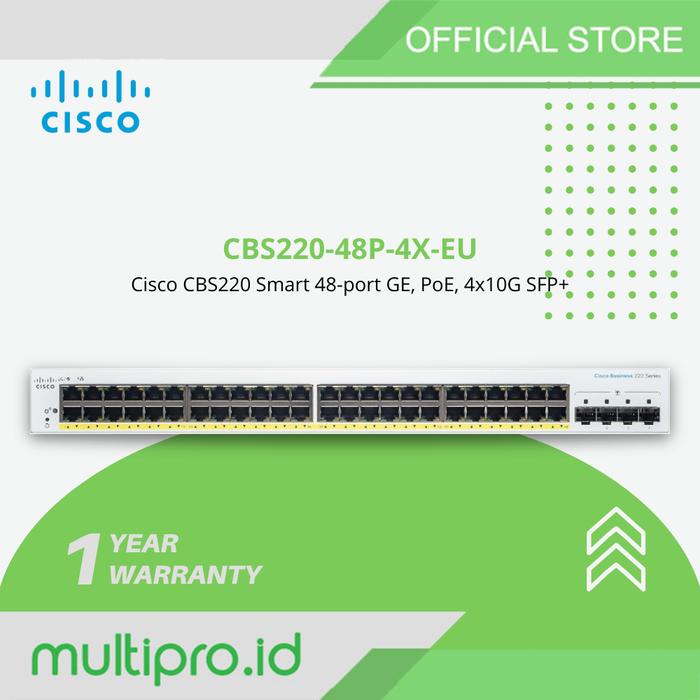 Promo Switch Managed Cisco CBS 220 48 Port PoE GE 48x1G Gigabit 4x10G ...