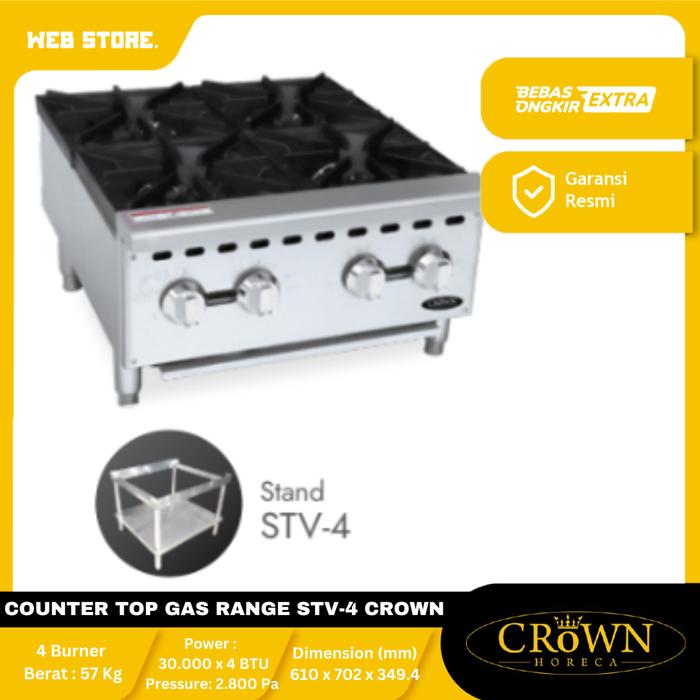 Jual Counter Top Gas Range Counter Top 4 Burner Crown STV-4 / Kompor ...