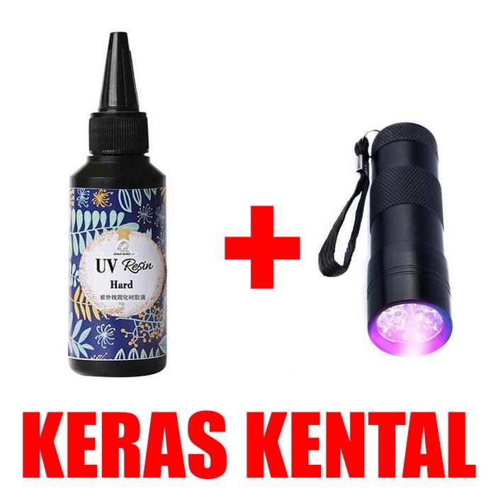 Promo Resin UV Bening Clear Hard DIY Craft Ultraviolet - KERAS - KENTAL, 10g + Senter - Kab ...