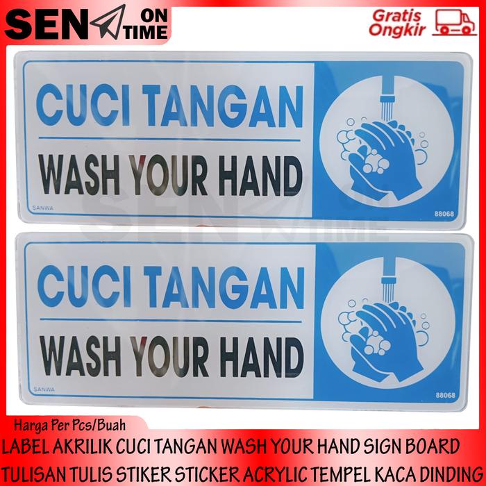 Jual Label Acrylic Cuci Tangan Wash Your Hand Sticker Ruangan Akrilik ...
