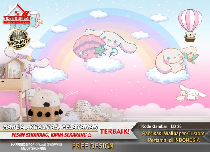 Jual Wallpaper Dinding Custom 3D Kartun Anak Sanrio | Kids | Animasi ...