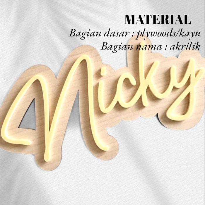 Jual wooden name Huruf Kayu Timbul Custom Nama Hiasan Dinding/2 Lapis ...
