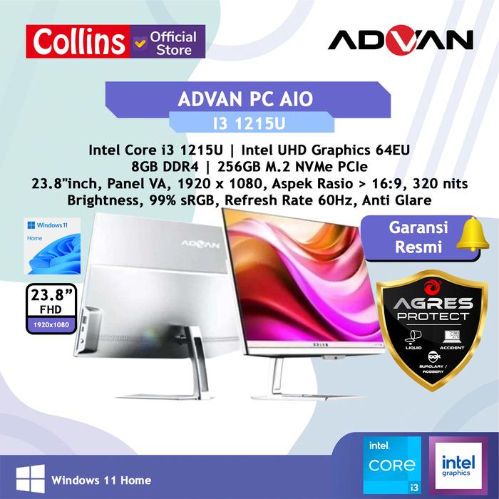 Promo ADVAN PC AIO i3 1215U DDR4 8GB SSD 256GB 23,8" FHD W11 Cicil 0% ...