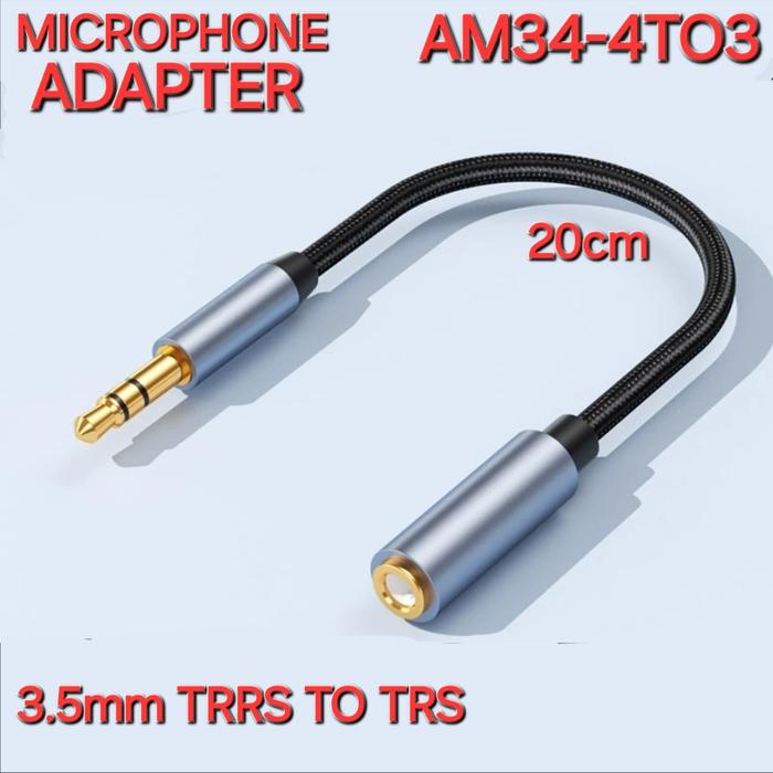 Jual AVPRO AM34 Mic Converter 3.5mm TRRS 4-pole - TRS 3-pole Cable ...
