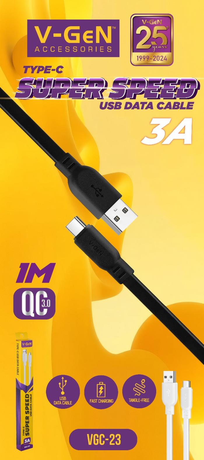 Jual Kabel Data USB Type C V-GeN VGC-23 Fast Charging QC3.0 3A V-GeN 1 ...