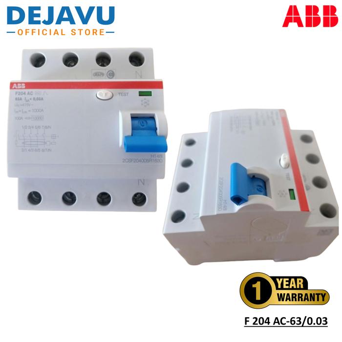 Promo ELCB/RCCB 4P 63A ABB F 204 AC-63/0.03, 4P Type AC 30 mA ...
