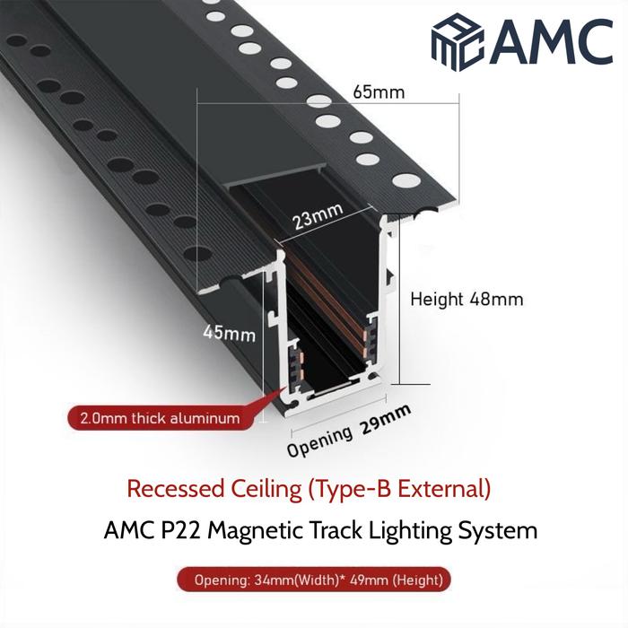 Jual AMC P22 Rail 2 Meter Dimmable Magnetic Track Light System Rel ...