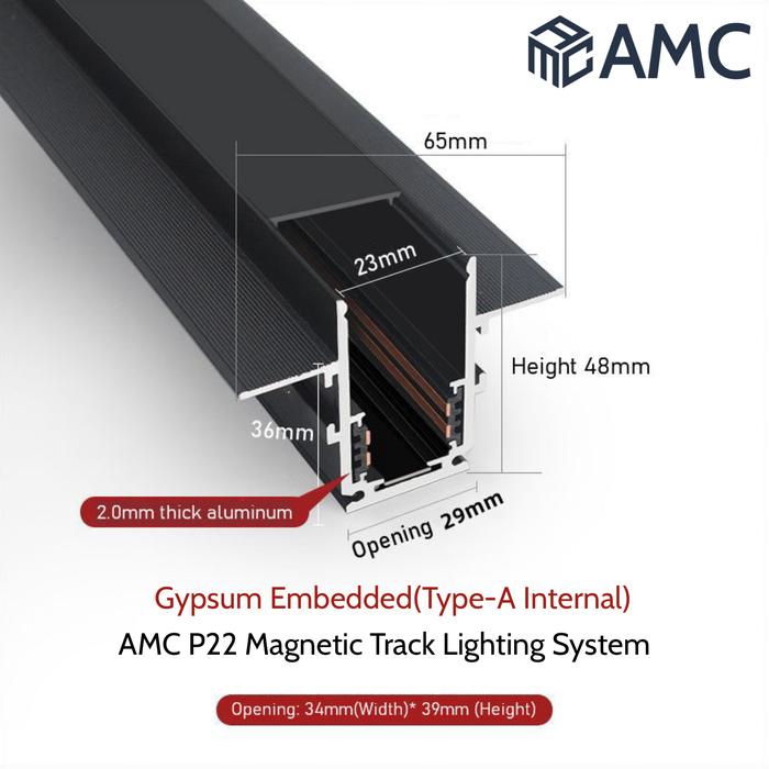 Jual AMC P22 Rail 1.5 Meter Dimmable Magnetic Track Light System Rel ...