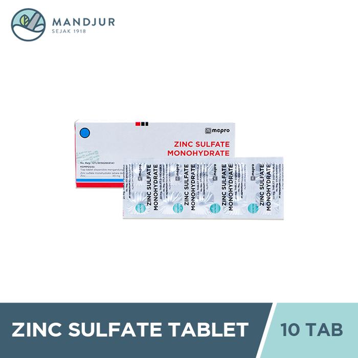 Jual Zinc Sulfate Monohydrate 20 Mg Strip 10 Tablet - Pelengkap Obat ...