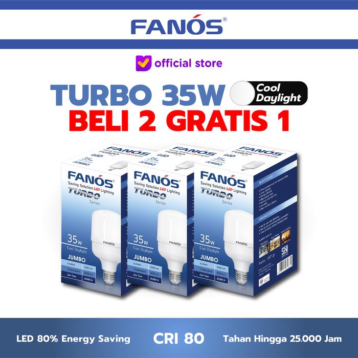 Promo Fanos Turbo 35 Watt Beli 2 GRATIS 1 Lampu LED Putih Bergaransi ...
