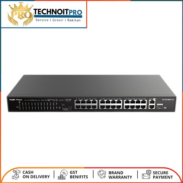 Jual Ruijie RG-ES126S-P 24 Port 10/100Mbps Unmanaged PoE Switch with 2 Gigabit Uplink Ports 370W ...