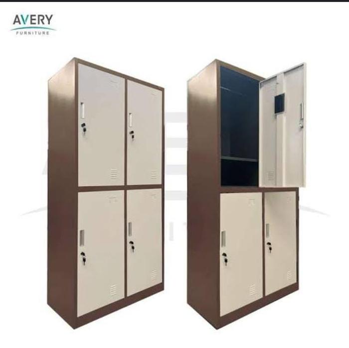 Promo Loker Besi Lemari Locker Pakaian 4 Pintu + Gantungan Baju Coklat ...