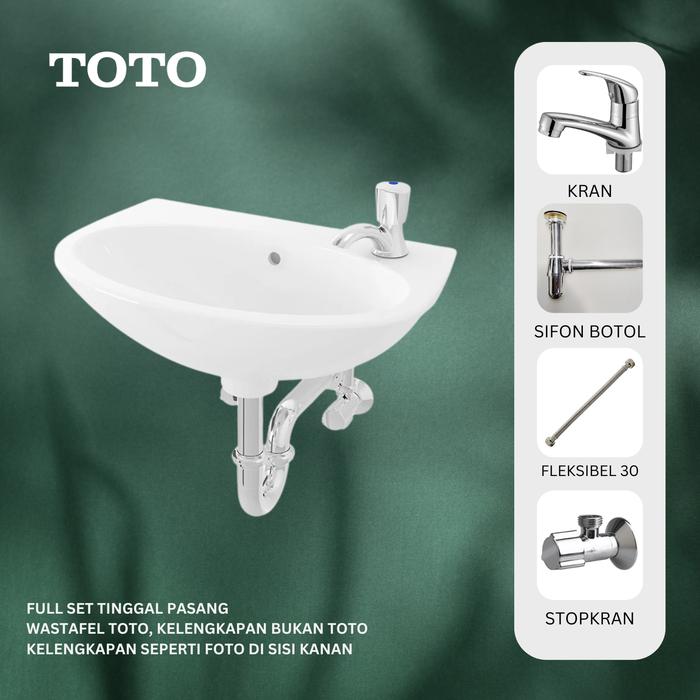 Jual Wastafel TOTO LW246J Komplit Keran / Kran Air + Sifon (SILVER) LW ...