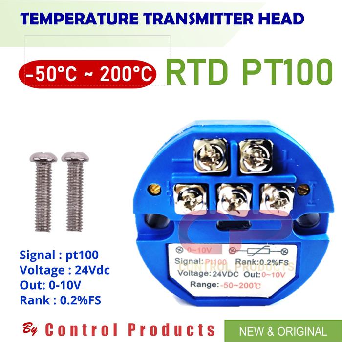 Jual Temperature Transmitter head RTD PT100 -50 to 200 oC output 0-10V ...