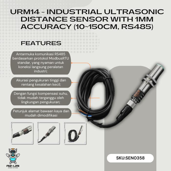Jual DFRobot URM14 RS485 Precision Ultrasonic Sensor(200KHz) - Kab ...
