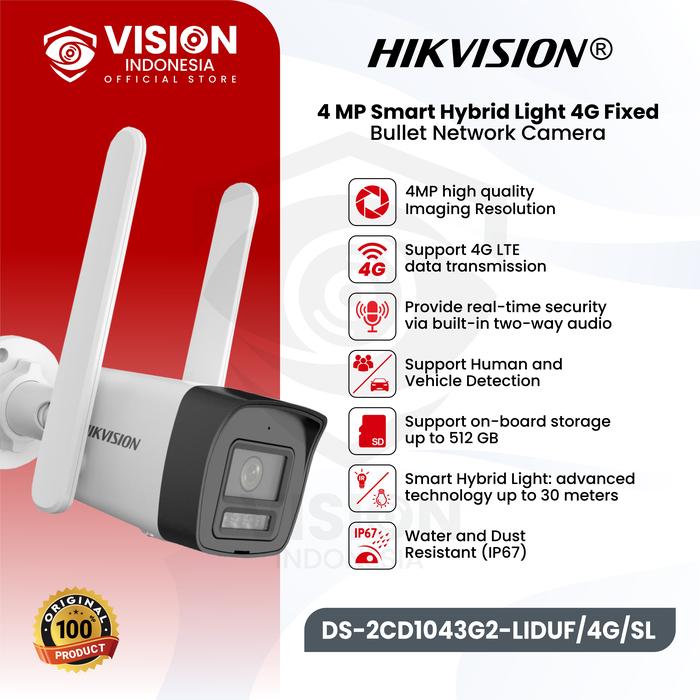 Jual HIKVISION DS-2CD1043G2-LIDUF/4G/SL 4MP Smart Hybrid Light 4G Bullet Camera - Jakarta Utara ...
