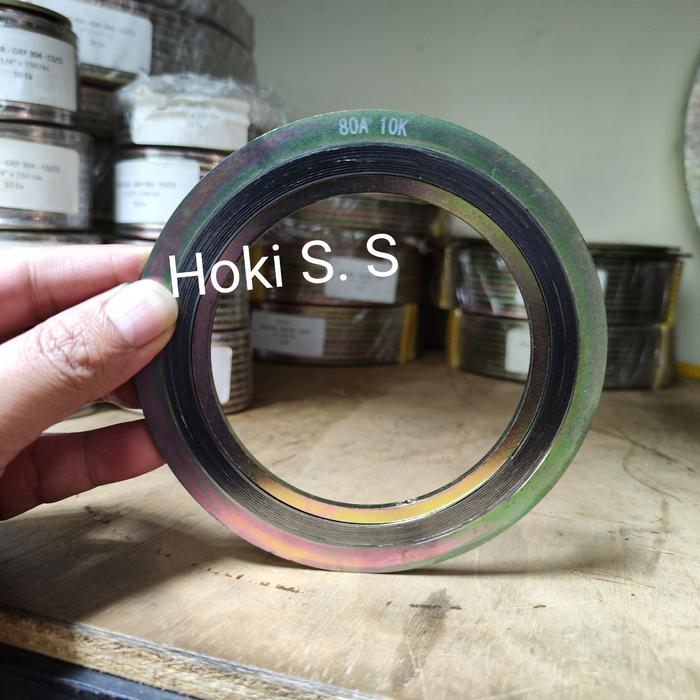 Jual SWG JIS 10K / Spiral Wound Gasket Carbon Steel 3" inch / DN 80 ...